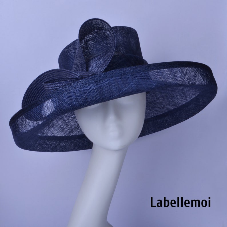 NEW Large Sinamay Hat Navy Blue Derby Hat Church Hat Royal - Etsy