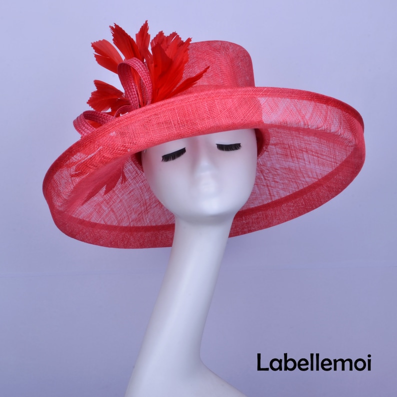 NEW Large Red Kentucky Derby Hat Sinamay Hat Church Royal Wedding ...