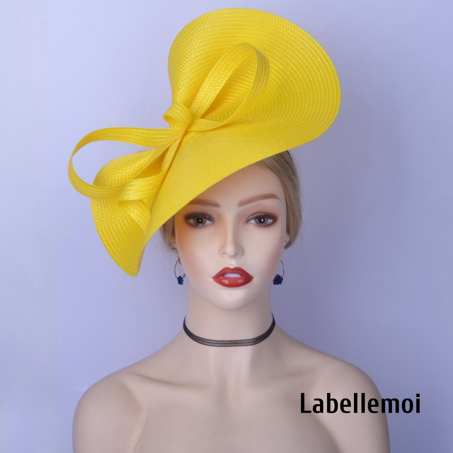 New Bright Yellow Fascinator Large Saucer Hatinator Church Hat - Etsy