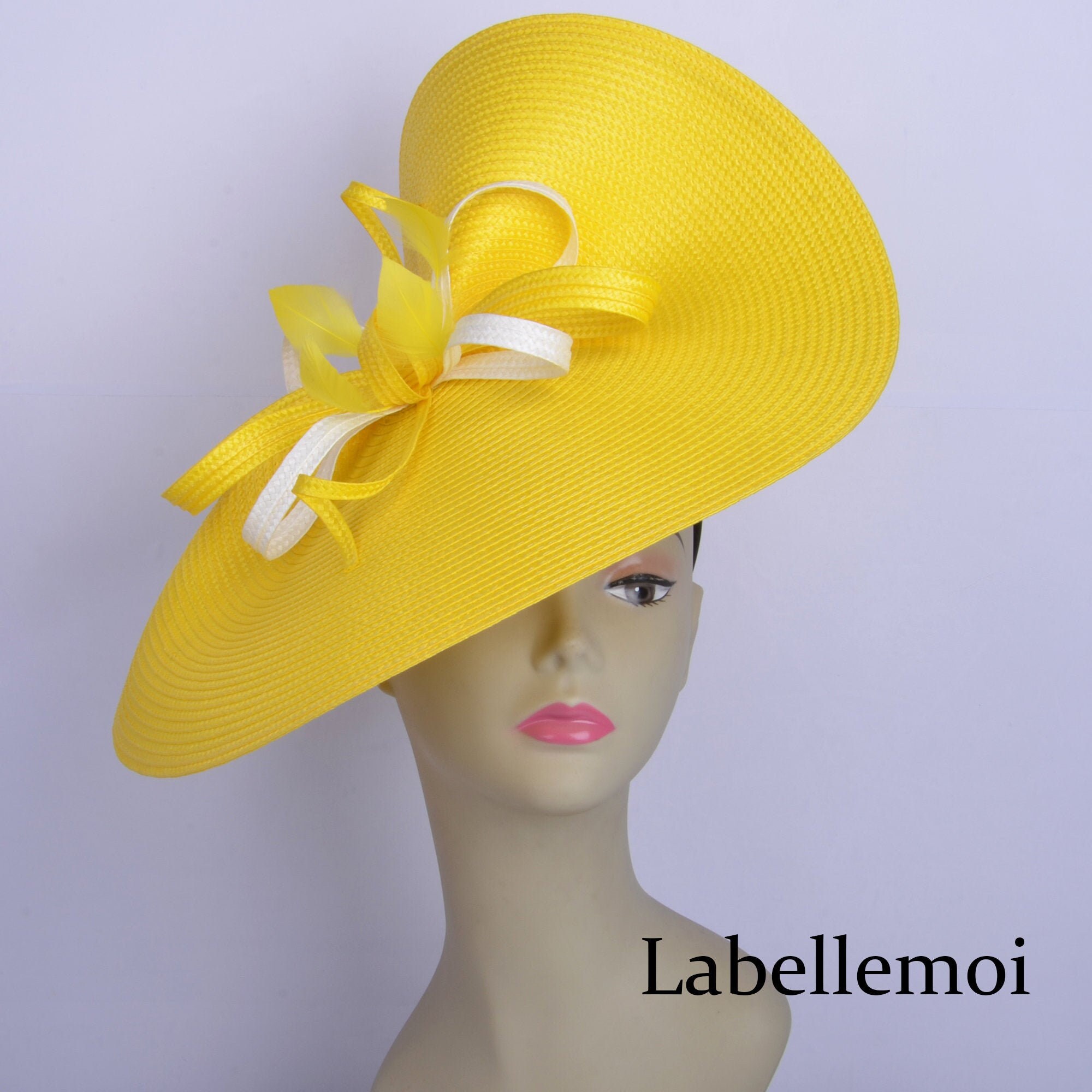 Exclusive Yellow/white Fascinator Hat Large Saucer Hatinator | Etsy UK