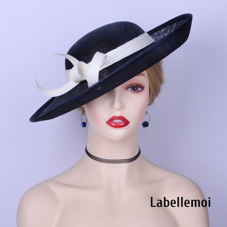 Unique Design Black/ivory Sinamay Hat Fascinator Cream Saucer - Etsy