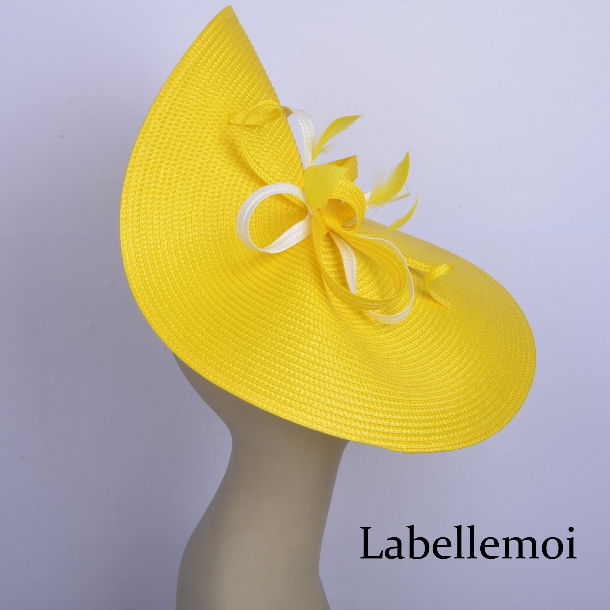 Exclusive Yellow/white Fascinator Hat Large Saucer Hatinator | Etsy UK