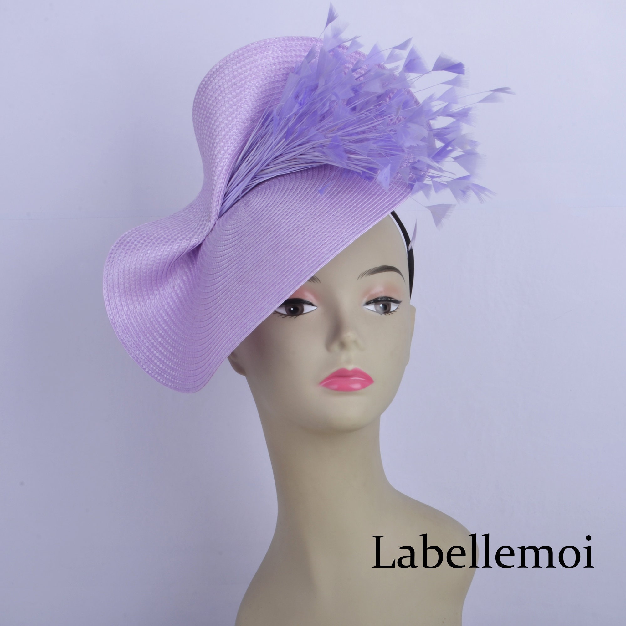 New Lavender Lilac Purple Fascinator Big Saucer Hatinator Church Hat ...