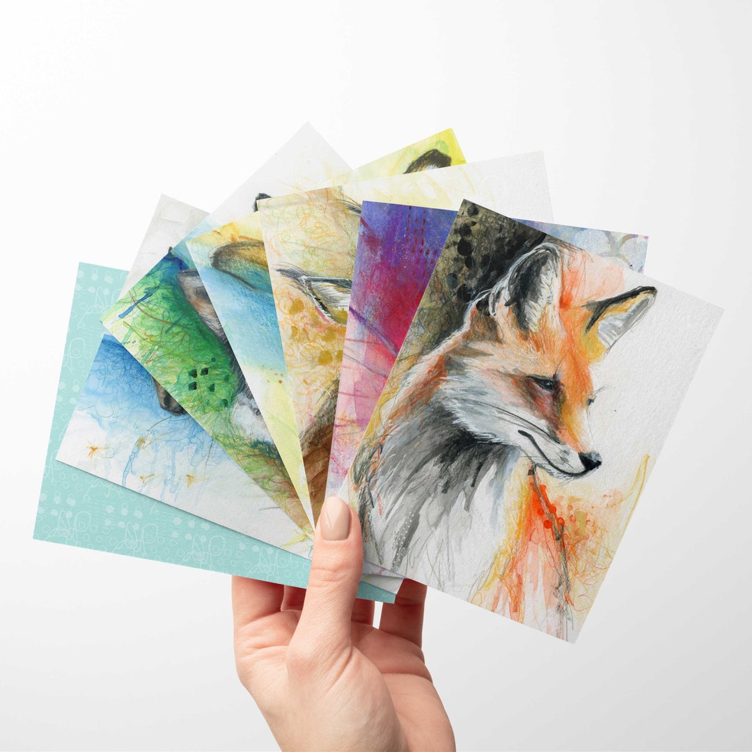 Modern Animals Card Set - Animal Lover Card Set, Cute Blank Greeting ...