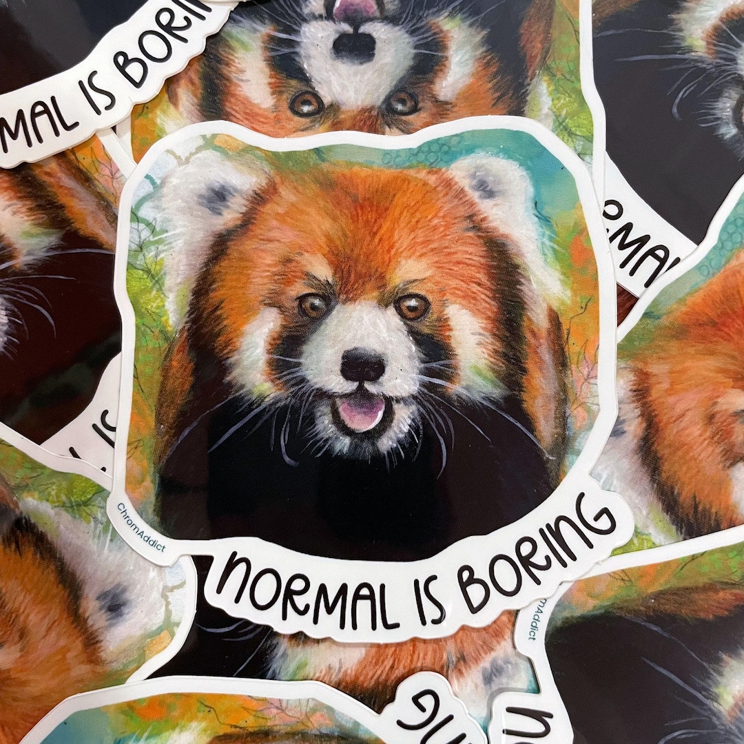 Normal is Boring Red Panda Sticker - Funny Animal Sticker, Cute Zoo ...