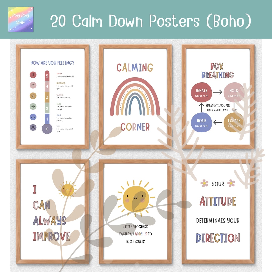 Calm Down Corner Posters | Boho Calming Corner & Growth Mindset Set ...