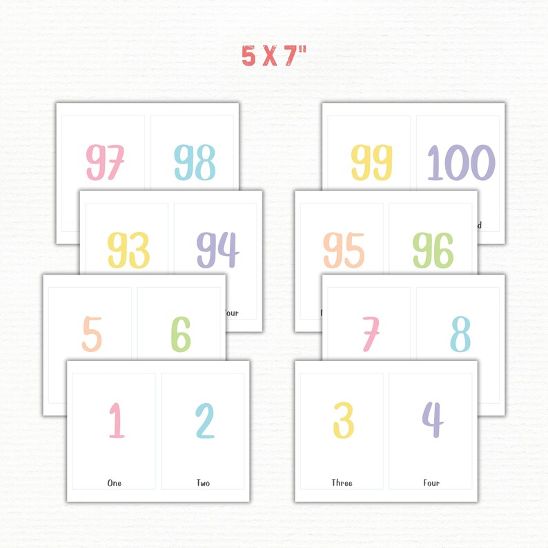 1-100 Number Flash Cards for Kids – Pastel Printable PDF, Montessori ...