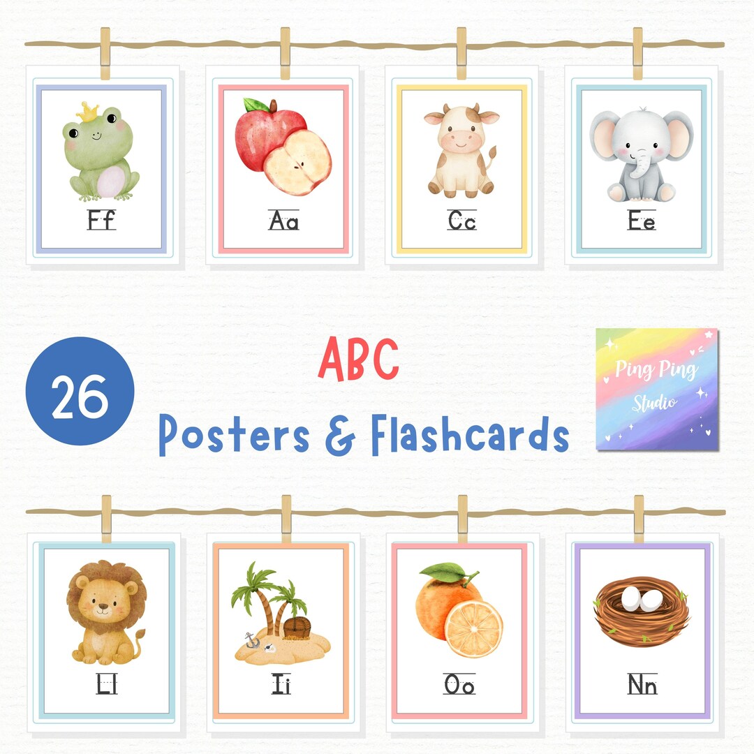 ABC Posters & Flashcards | Watercolor Alphabet Classroom Decor (letter ...