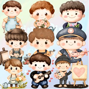 Boys Careers Clip Art, Watercolor Cartoon Clipart, Doctor Clipart ...