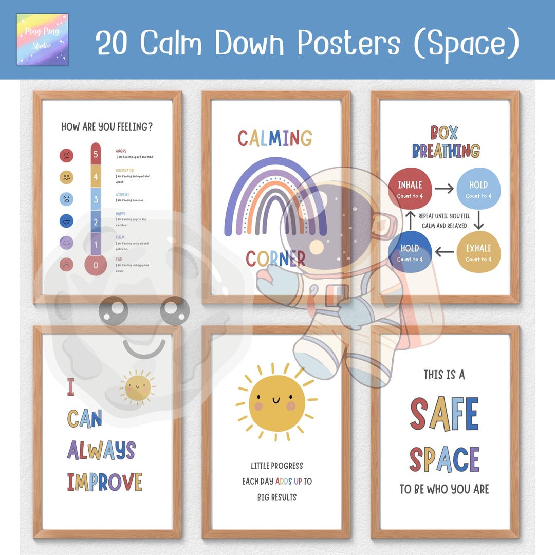 Calm Down Corner Posters | Space Theme Calming Corner & Growth Mindset ...