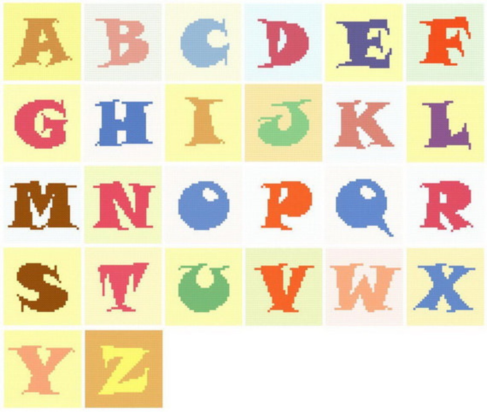 A to Z Alphabet Graph Pattern - Etsy