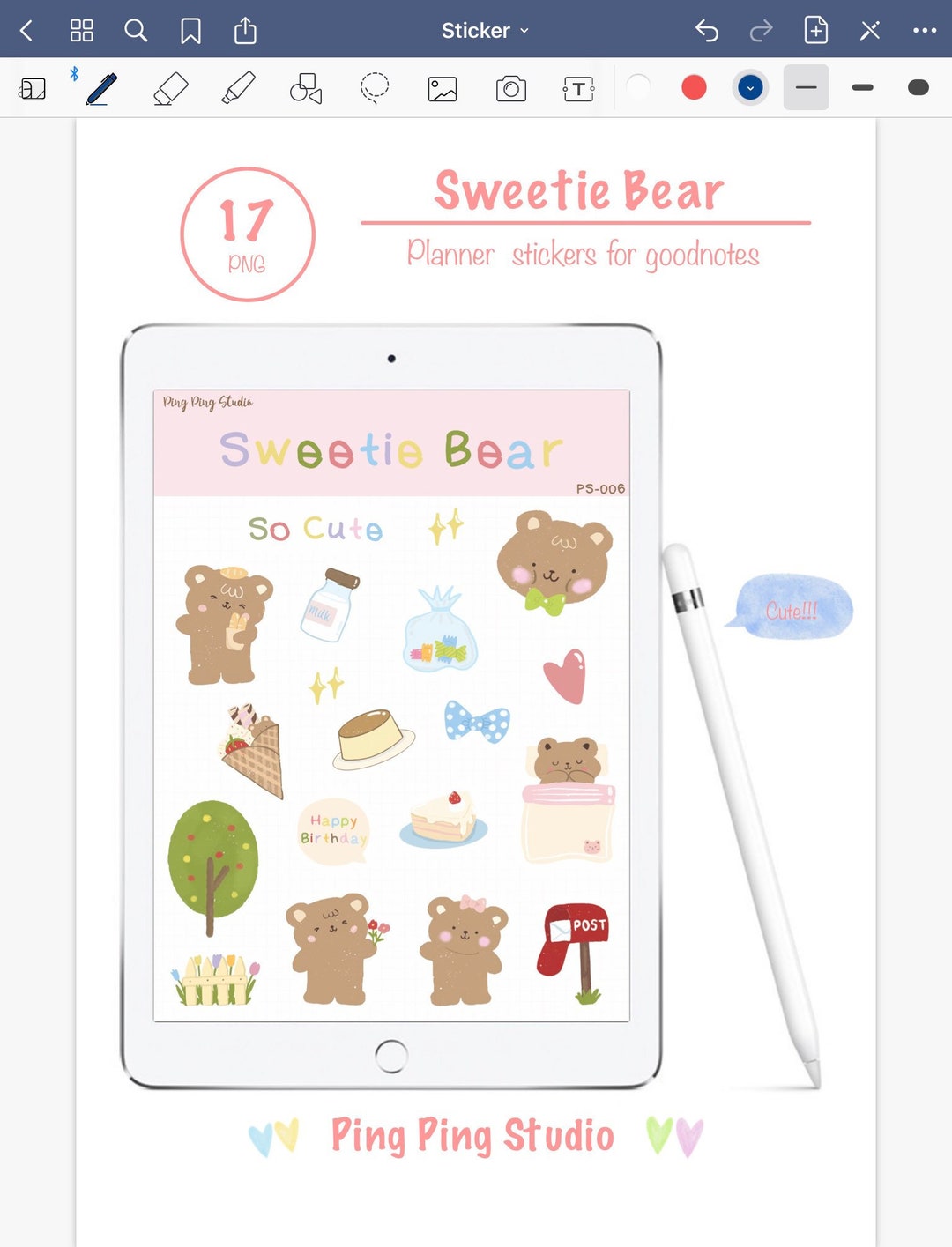 Sweetie Bear Sticker Set / Printable and Digital Use (PS006) - Etsy