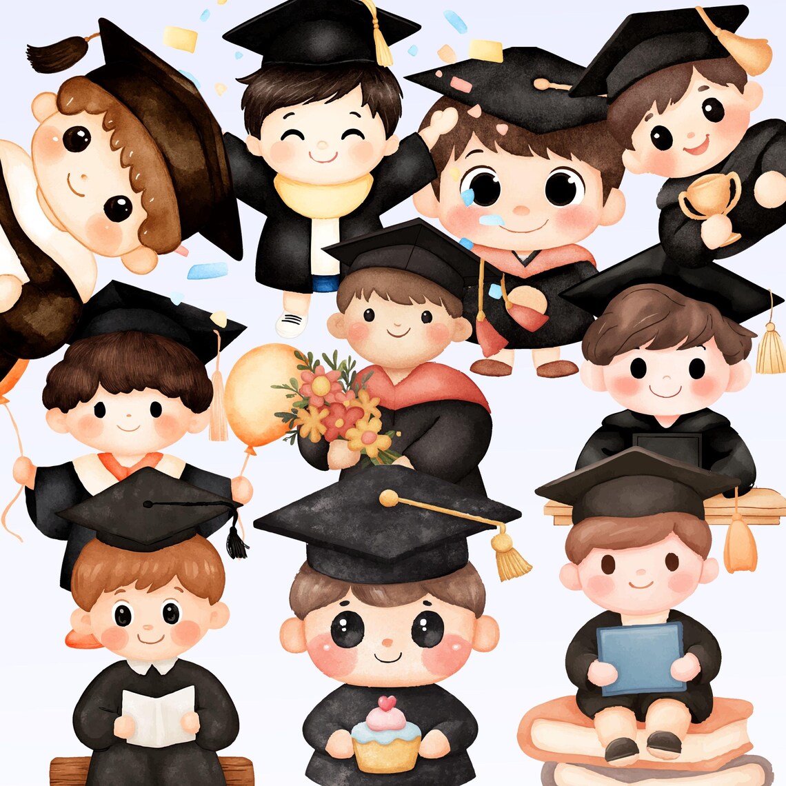 Happy Graduation Boys Clip Art, Diploma Clipart, Graduate Boy ...