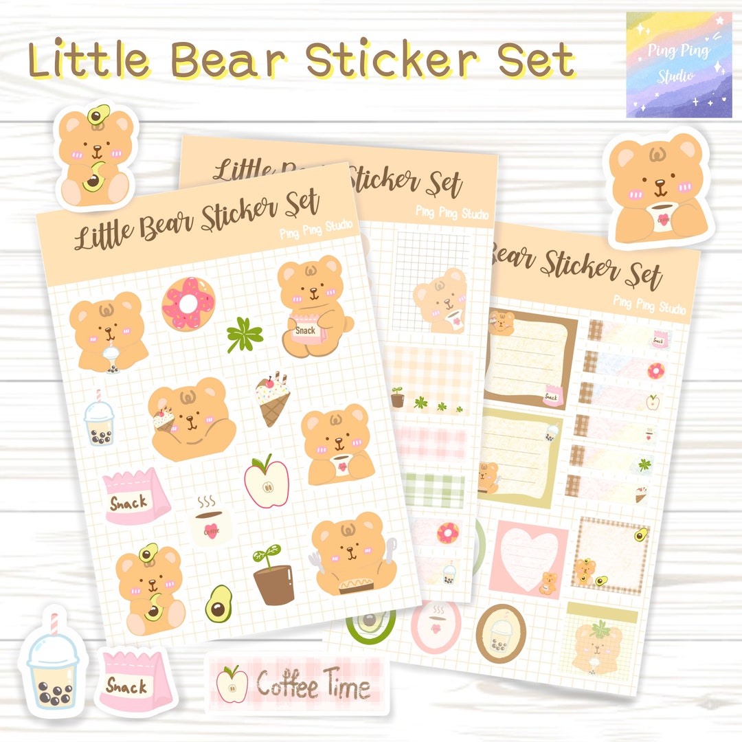 PS014 Little Bear Sticker Set (PNG/PDF/JPG) Printable and Digital Use ...