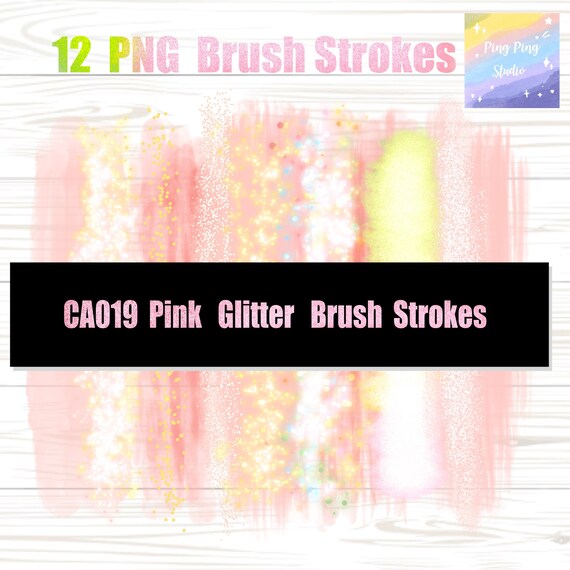 CA019 Pink Glitter Brush Strokes 12 PNG Files | Etsy