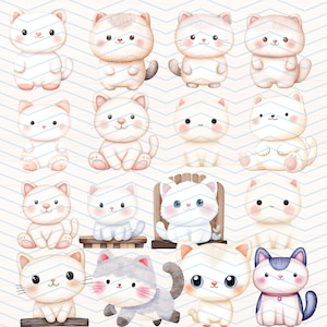 CUTE CATS Clipart, Cute Watercolor Cat Clipart, Charming Watercolor ...