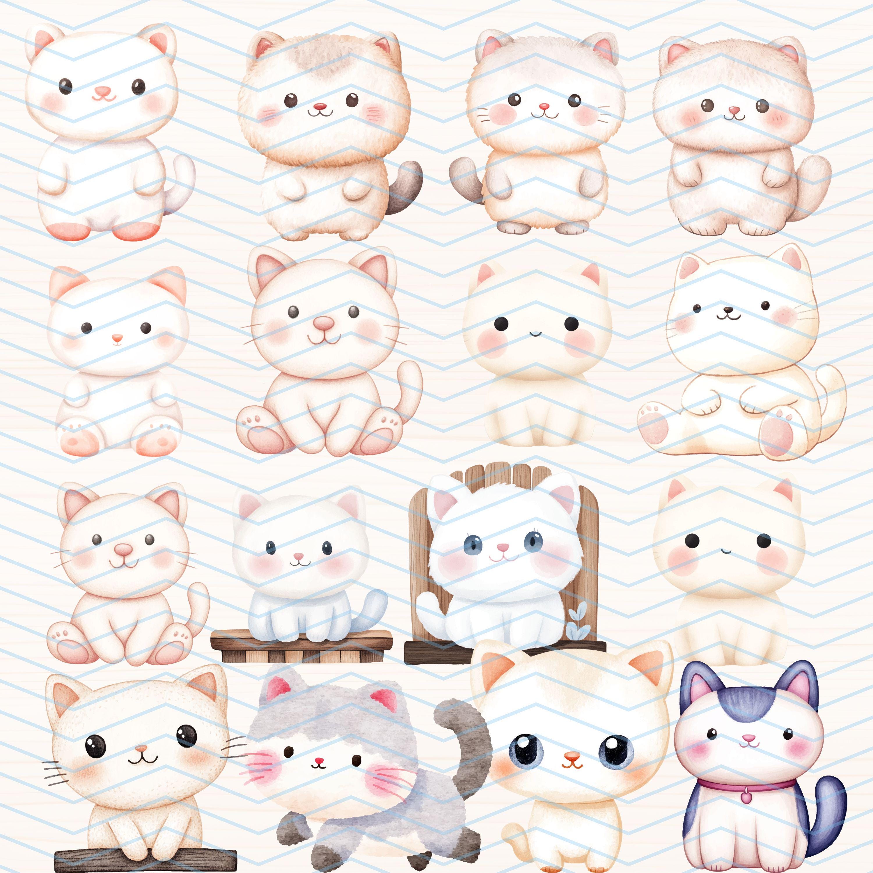 CUTE CATS Clipart, Cute Watercolor Cat Clipart, Charming Watercolor ...