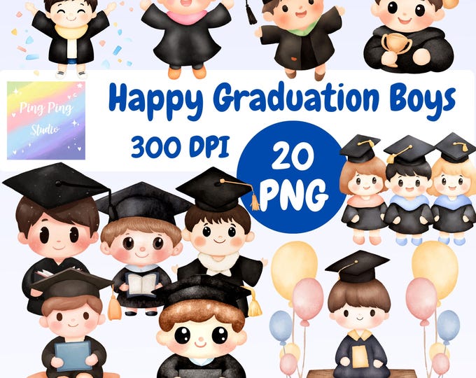 Happy Graduation Boys Clip Art, Diploma Clipart, Graduate Boy ...