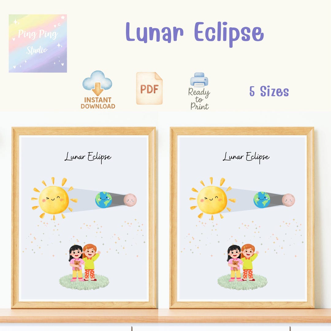 Lunar Eclipse Printable Poster | Cute Science Wall Art for Kids ...