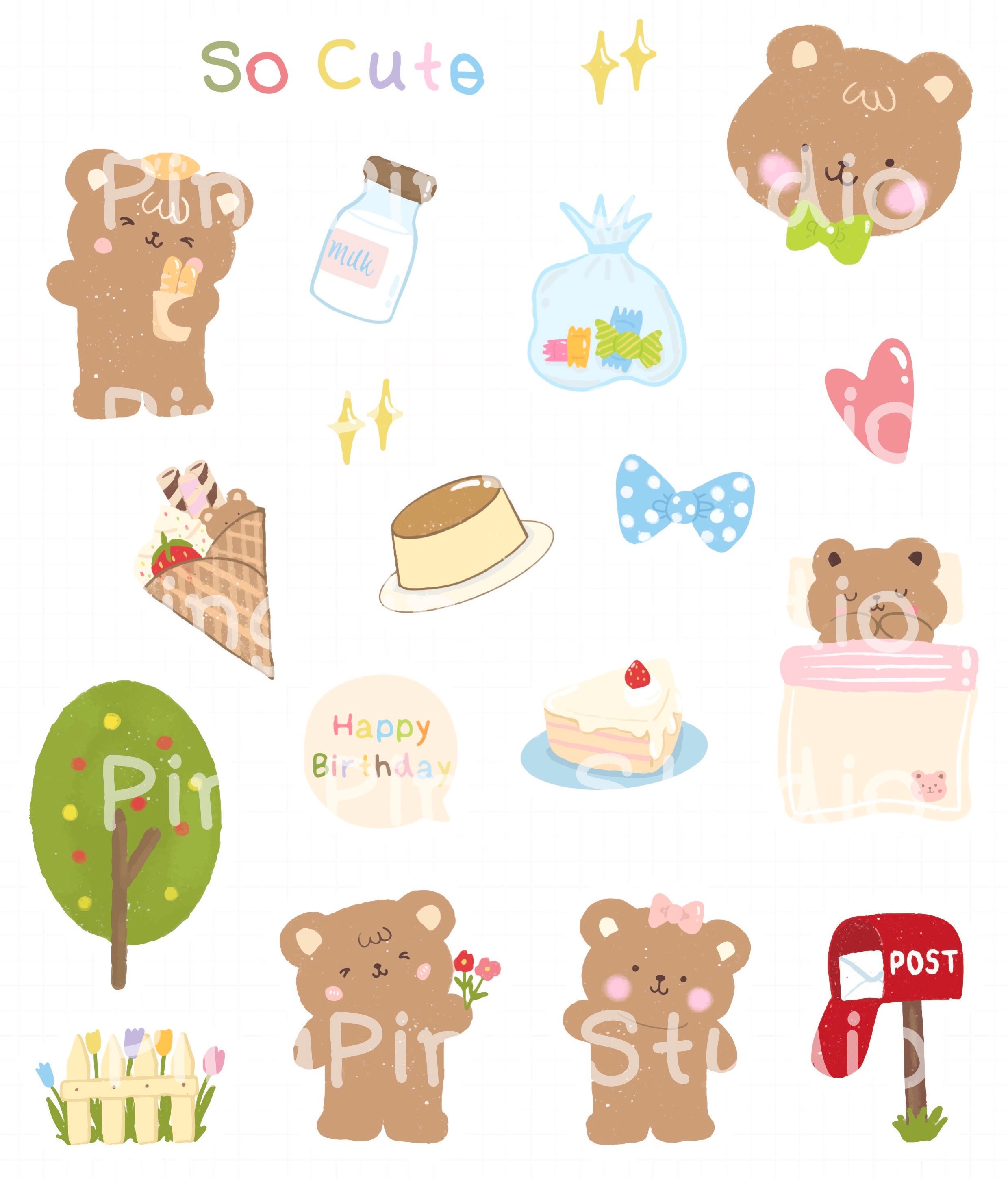 Sweetie Bear Sticker Set / Printable and Digital Use (PS006) - Etsy