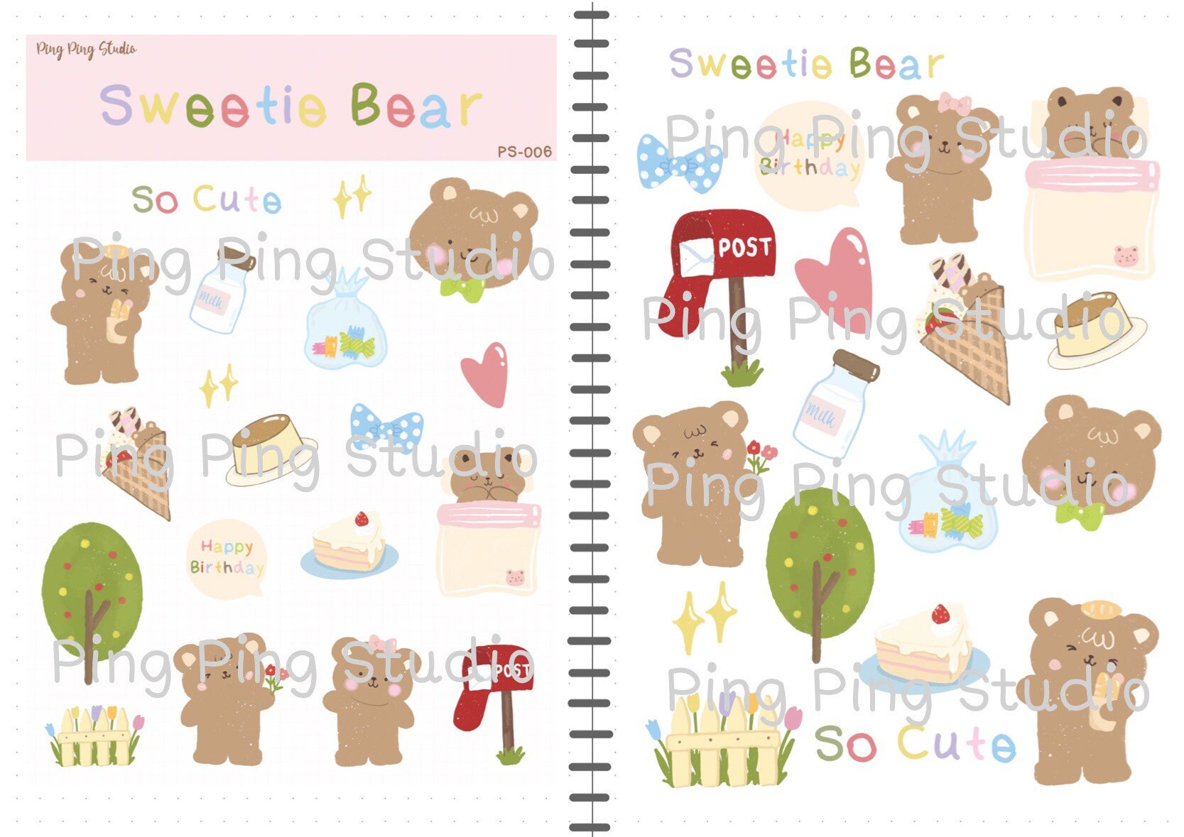 Sweetie Bear Sticker Set / Printable and Digital Use PS006 - Etsy