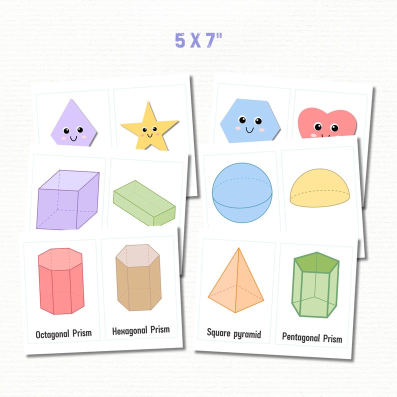 28 Printable 2D and 3D Shape Flashcards for Kids – Cute Math Learning ...