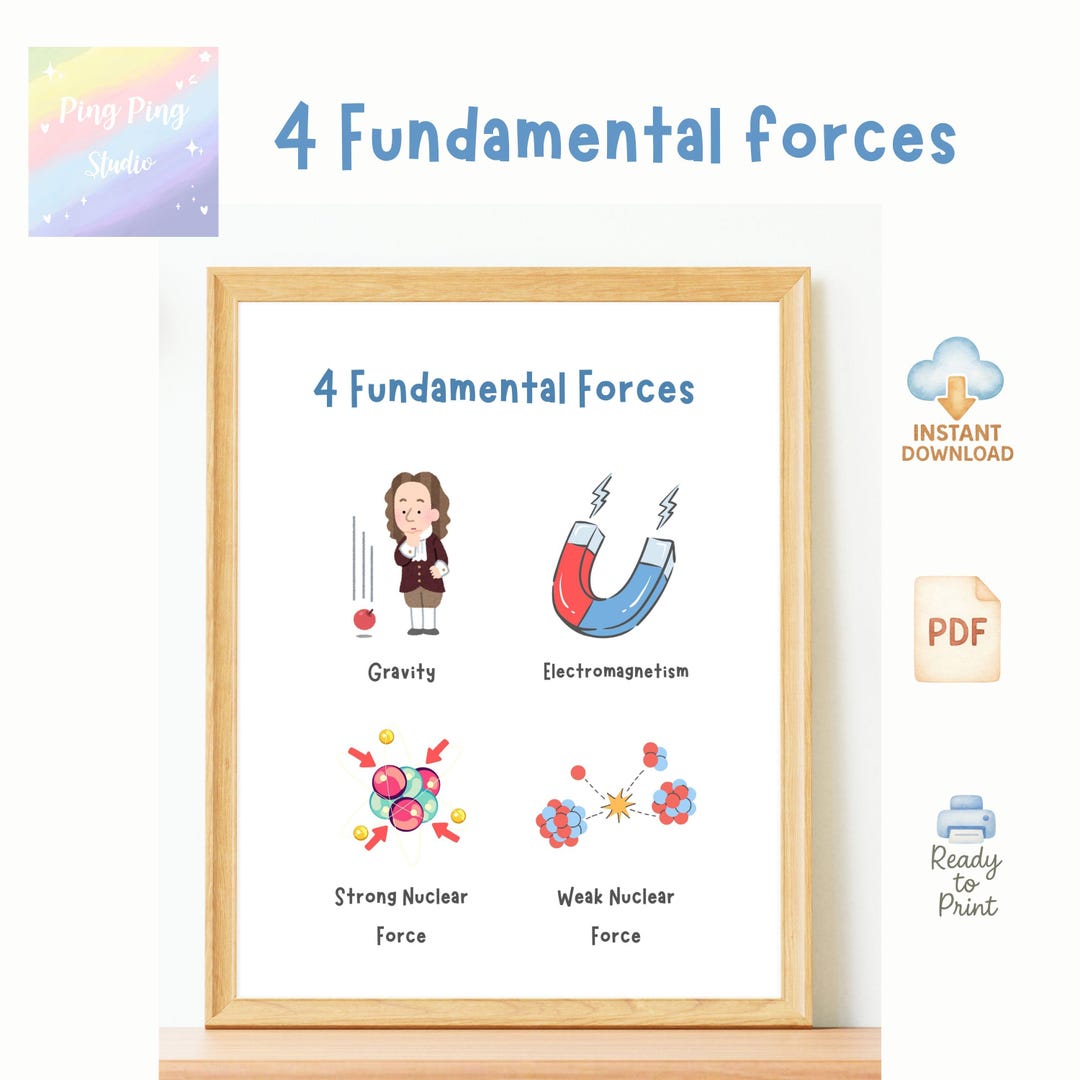 4 Fundamental Forces Poster | Physics Classroom Wall Art | Science ...