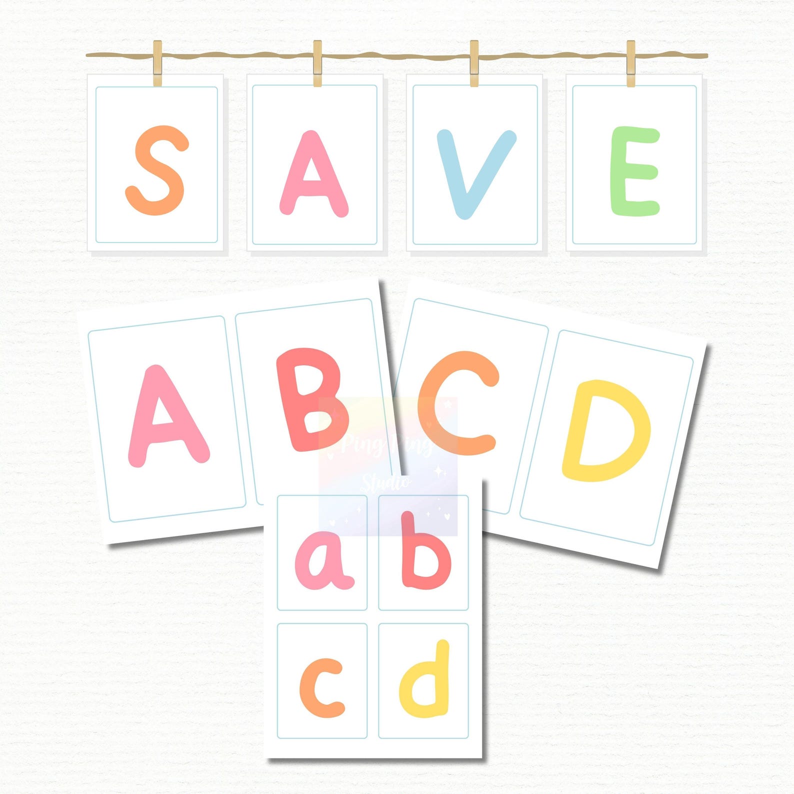 Pastel ABC Flash Cards: Uppercase and Lowercase (PDF Printable) - Etsy