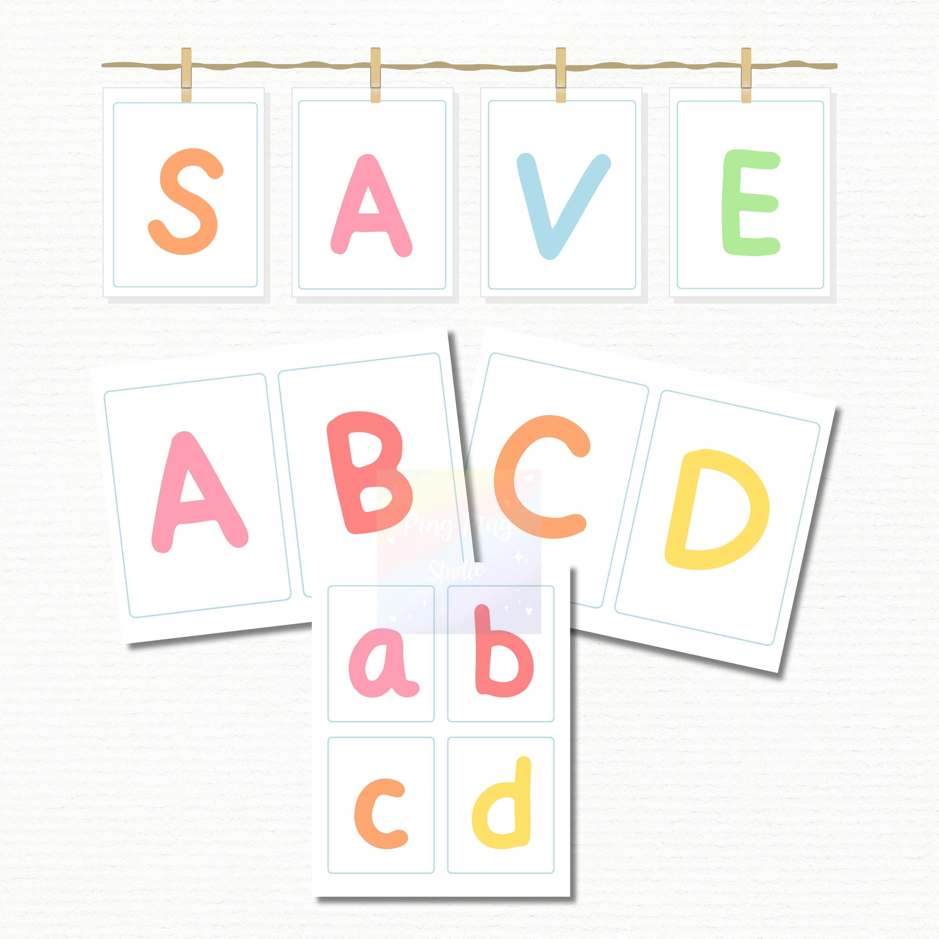 Pastel ABC Flash Cards: Uppercase and Lowercase (PDF Printable) - Etsy