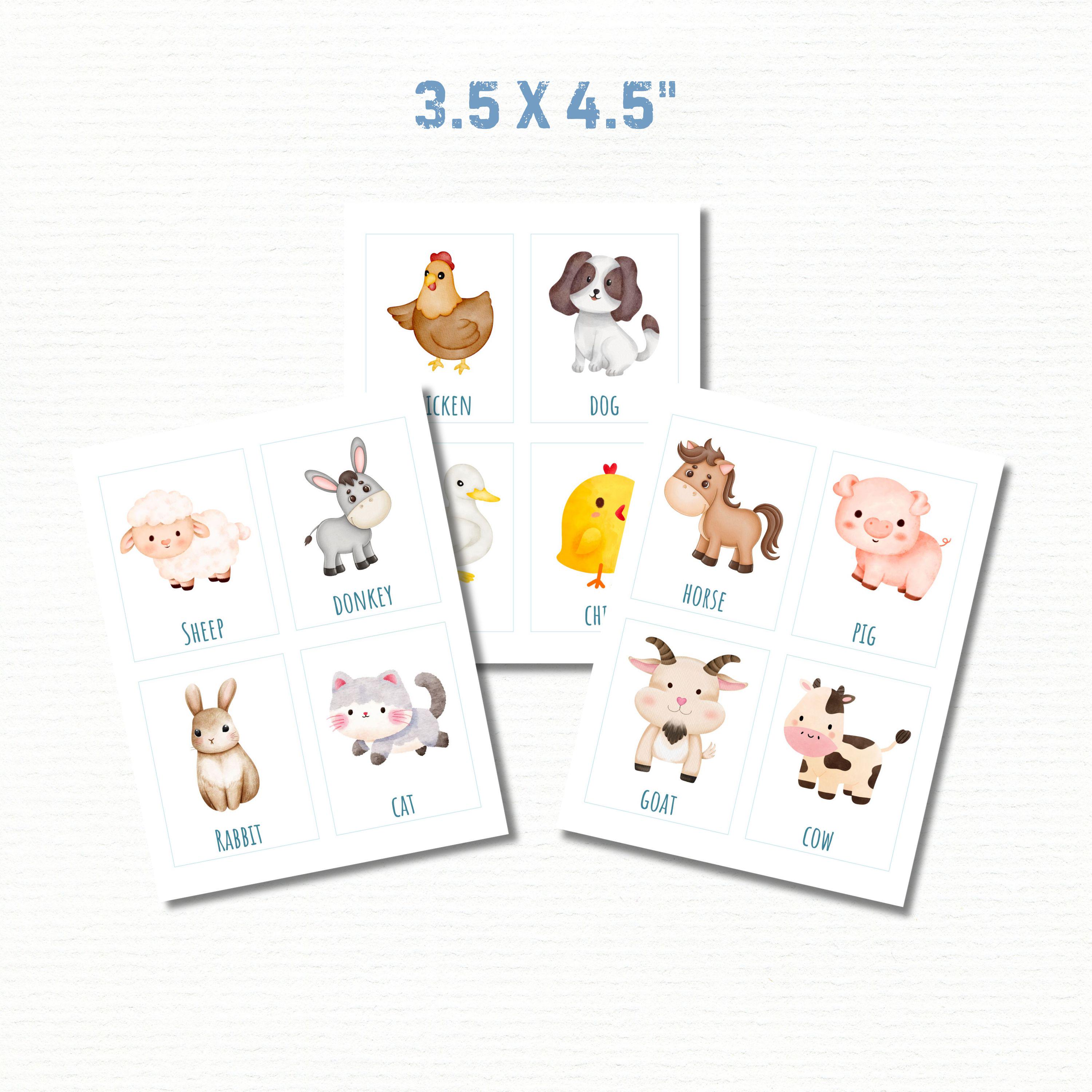 Watercolor Farm Animal Flash Cards: Montessori Learning Printable (PDF ...