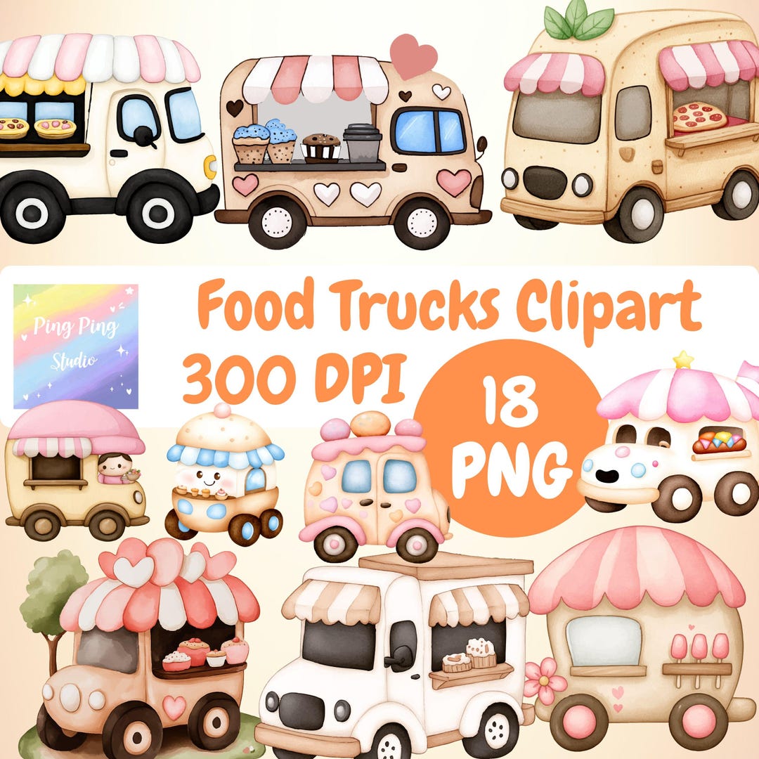DCA011 Food Trucks Clipart - Etsy