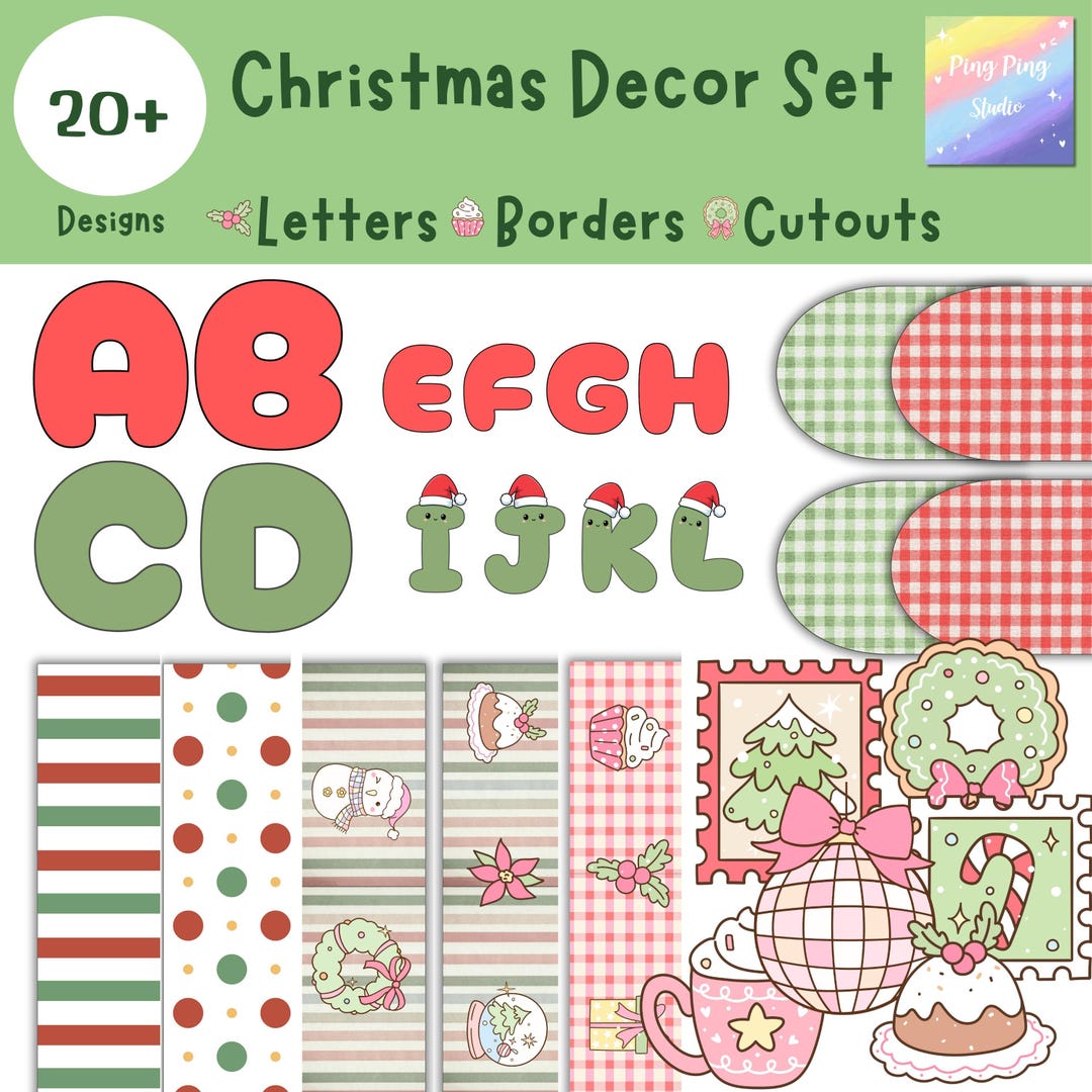 Christmas Bulletin Board Kit | Letters, Borders & Cutouts (PDF + PNG ...