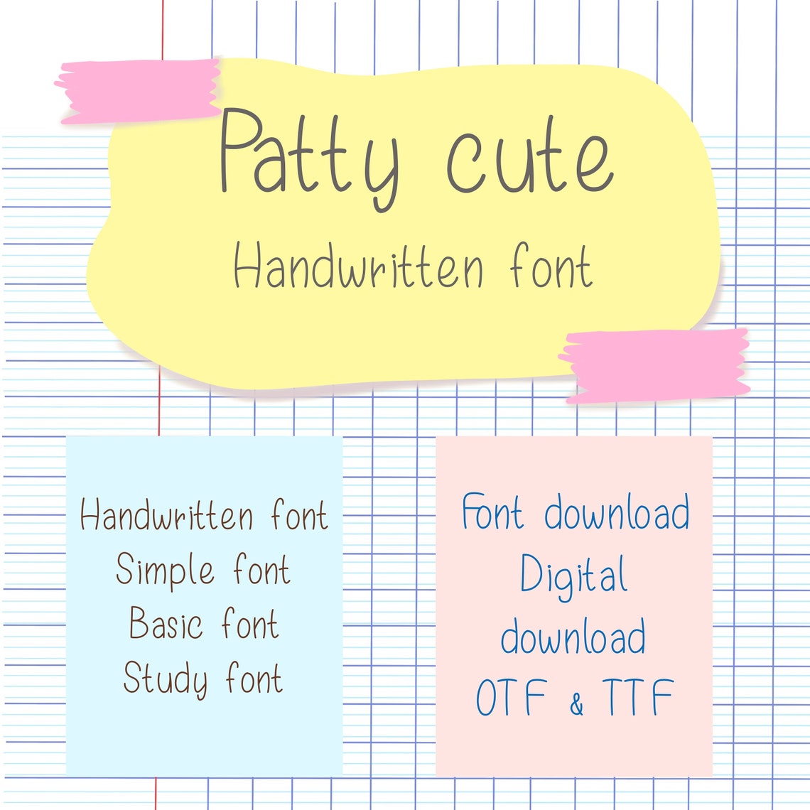 DF001 Patty Cute Handwritten Font - Etsy UK
