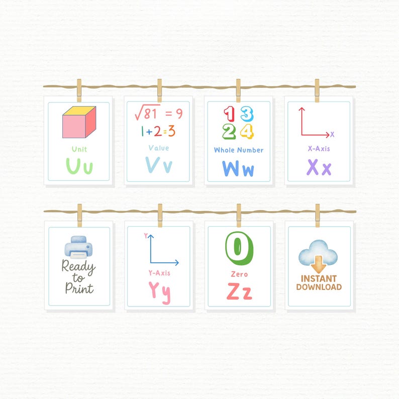 Math ABC Flash Cards: Pastel STEM Learning (printable PDF) - Etsy