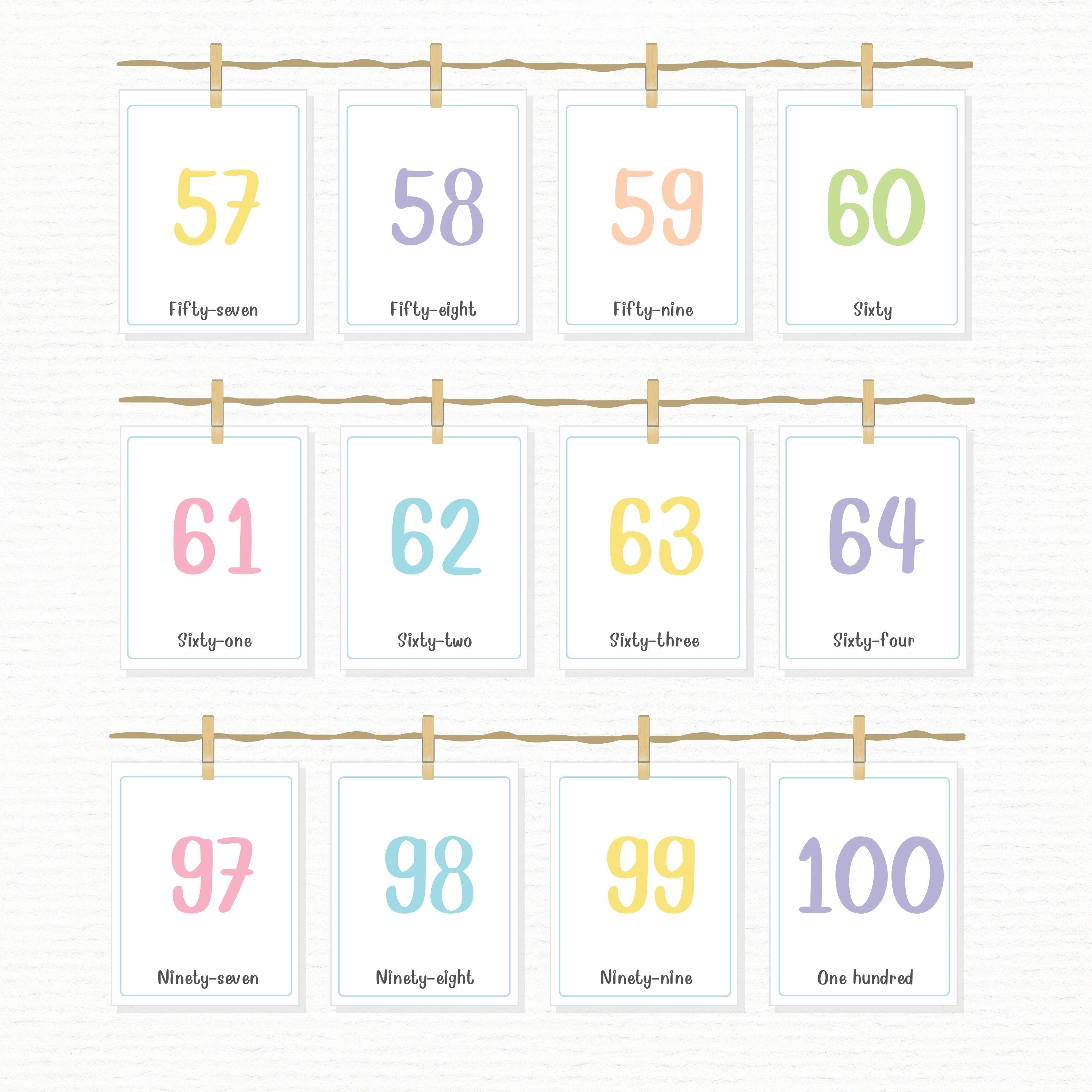 1-100 Number Flash Cards for Kids – Pastel Printable PDF, Montessori ...