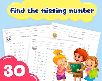 Find the Missing Number Worksheet - Etsy