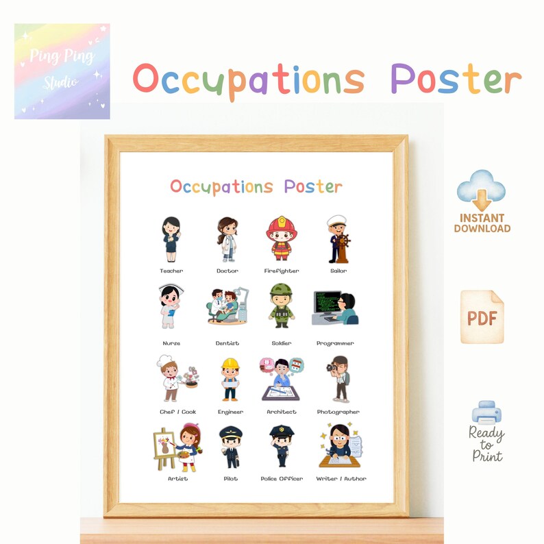 Community Helpers Poster & Flashcard Set: Career Vocabulary (PDF Bundle ...