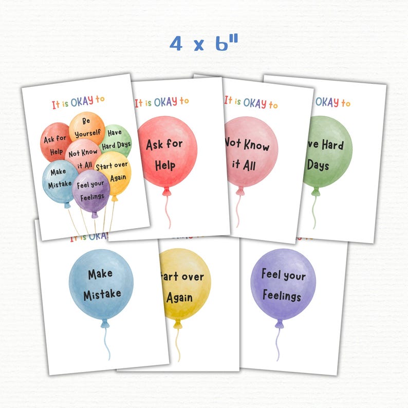 Growth Mindset Flashcards | Watercolor Balloon Affirmations (PDF) - Etsy
