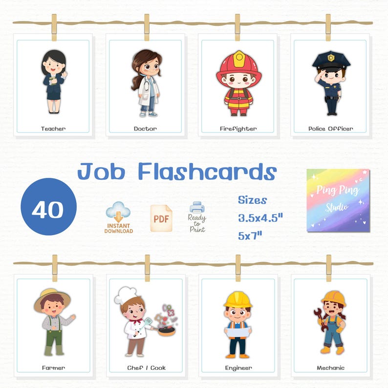 Community Helpers Poster & Flashcard Set: Career Vocabulary (PDF Bundle ...
