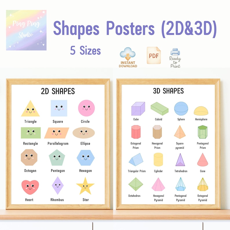 2D and 3D Shapes Posters – Educational Nursery and Classroom Art ...