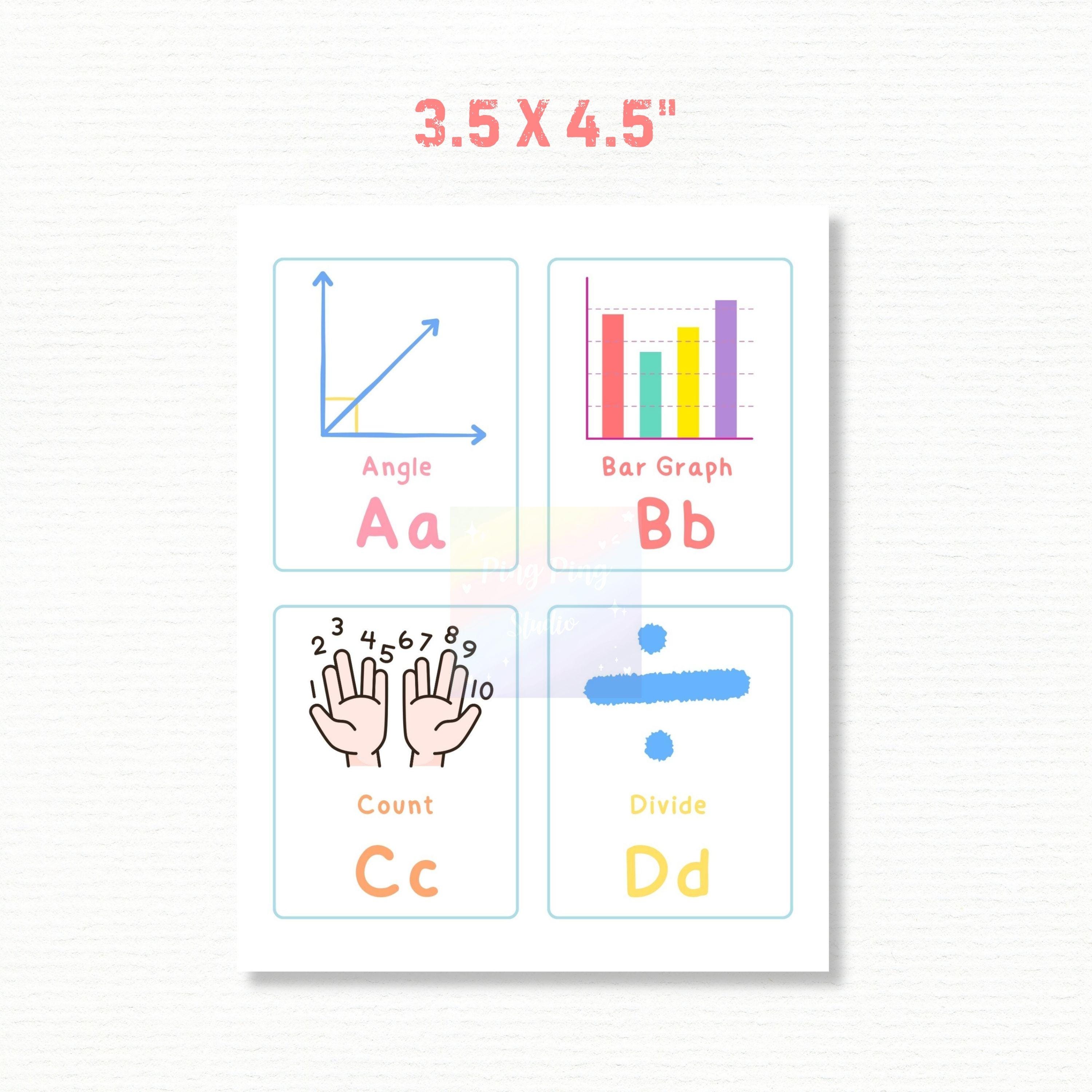 Math ABC Flash Cards: Pastel STEM Learning (printable PDF) - Etsy