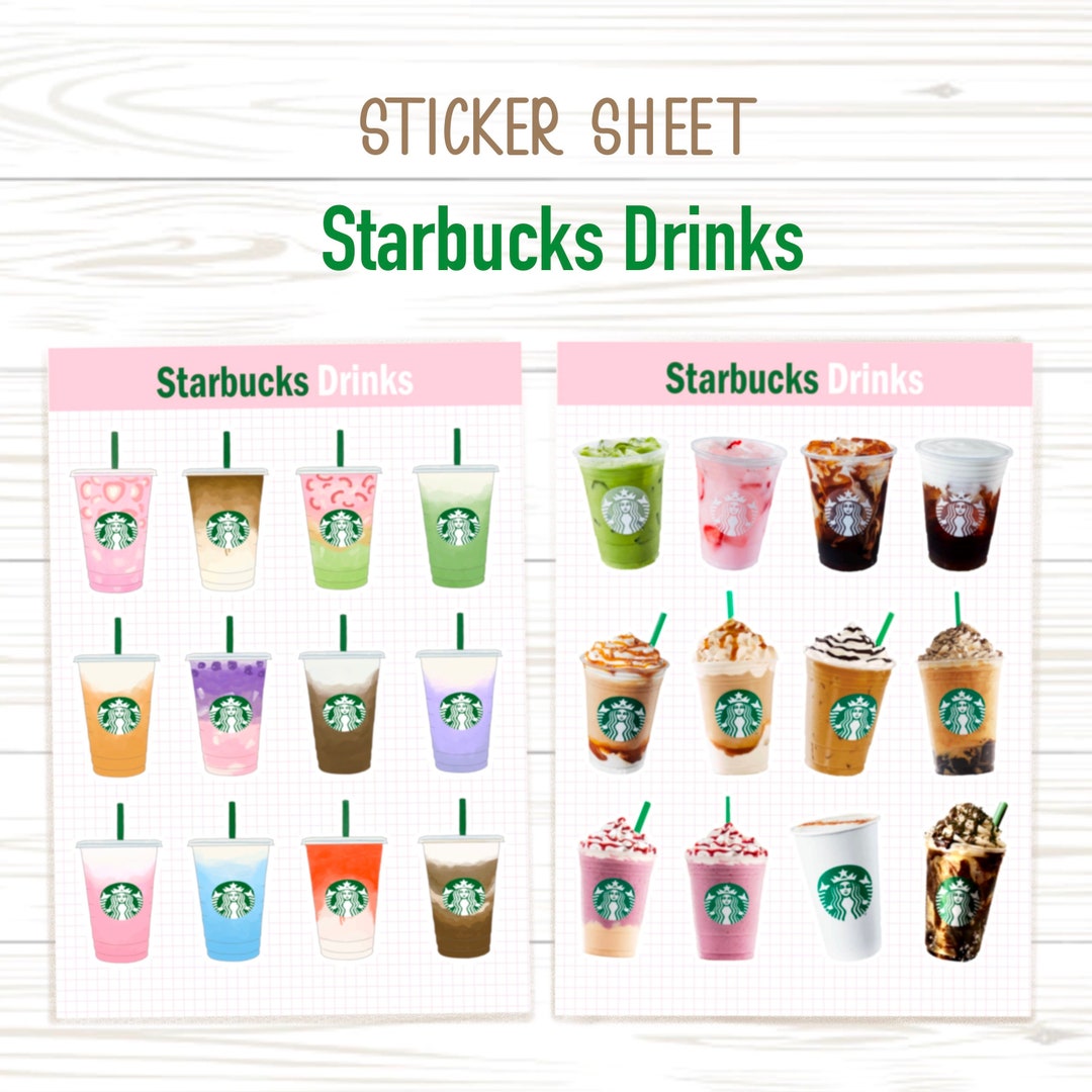 PP111 Starbucks Drinks Sticker Sheets 4 Sheets/set for Planner or Other ...