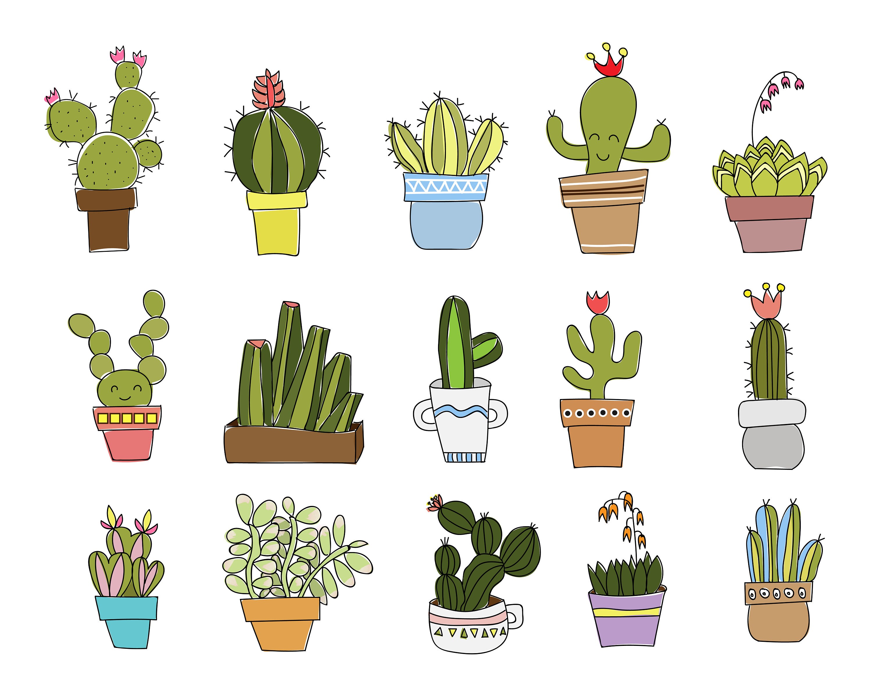 Cute Cactus Clip Art Set 001 - Etsy