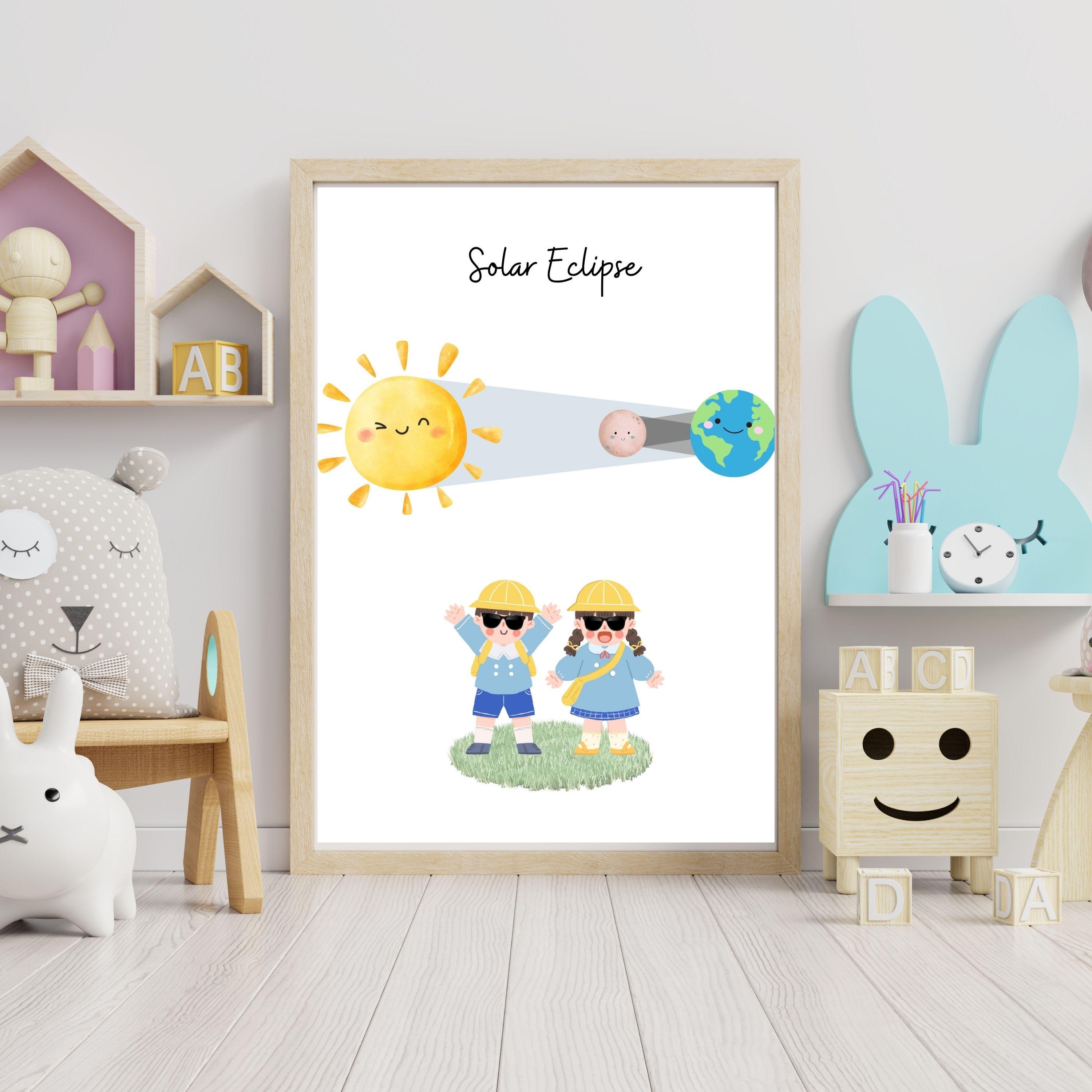 Solar Eclipse Poster for Kids – Cute Science Nursery Printable (PDF) - Etsy