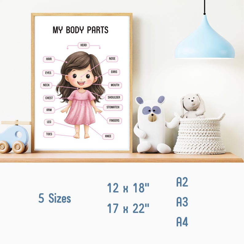 My Body Parts Posters for Kids – Cute Educational Charts for Boys and ...