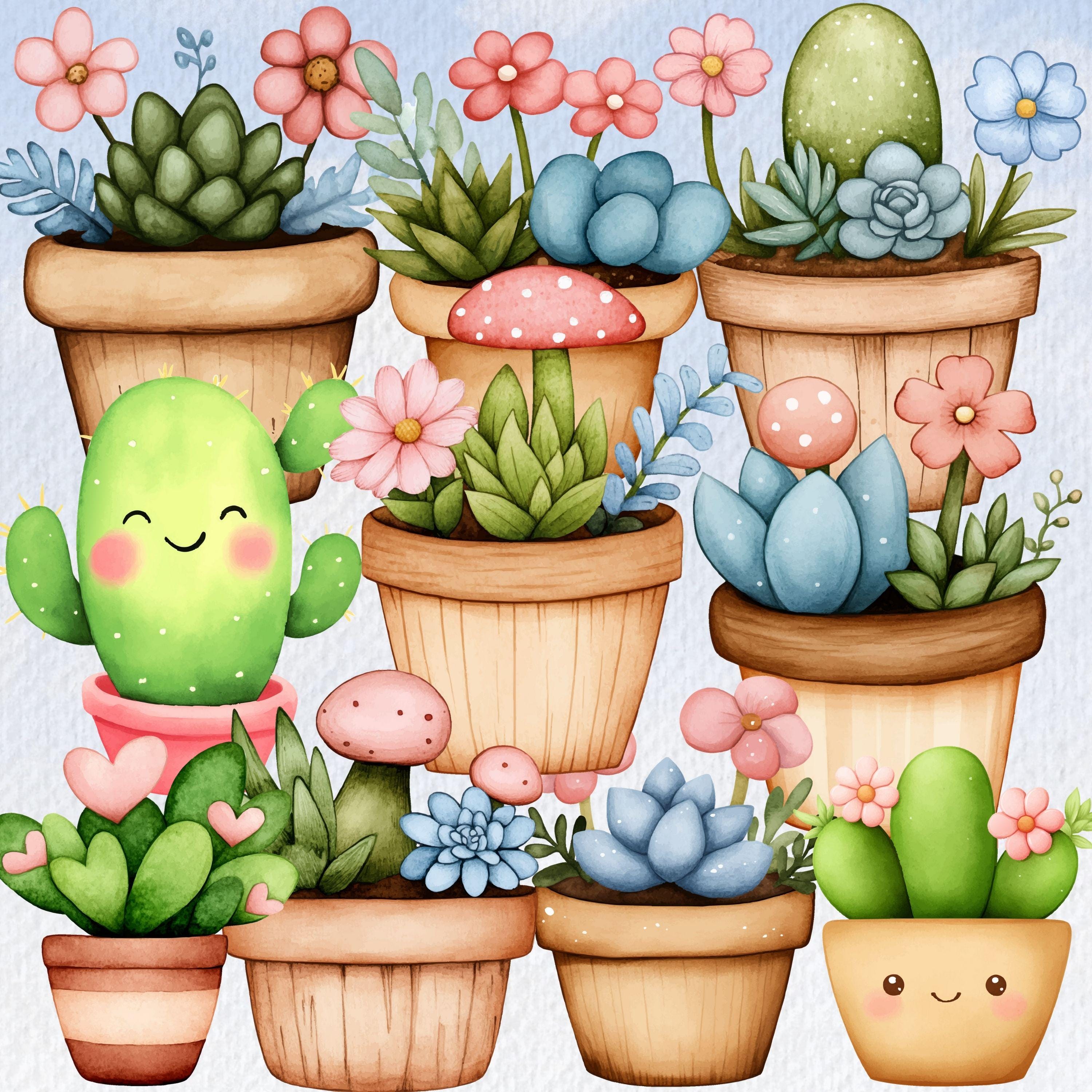 Cute Watercolor Cactus Clipart Set, Succulents (30 PNG) - Etsy