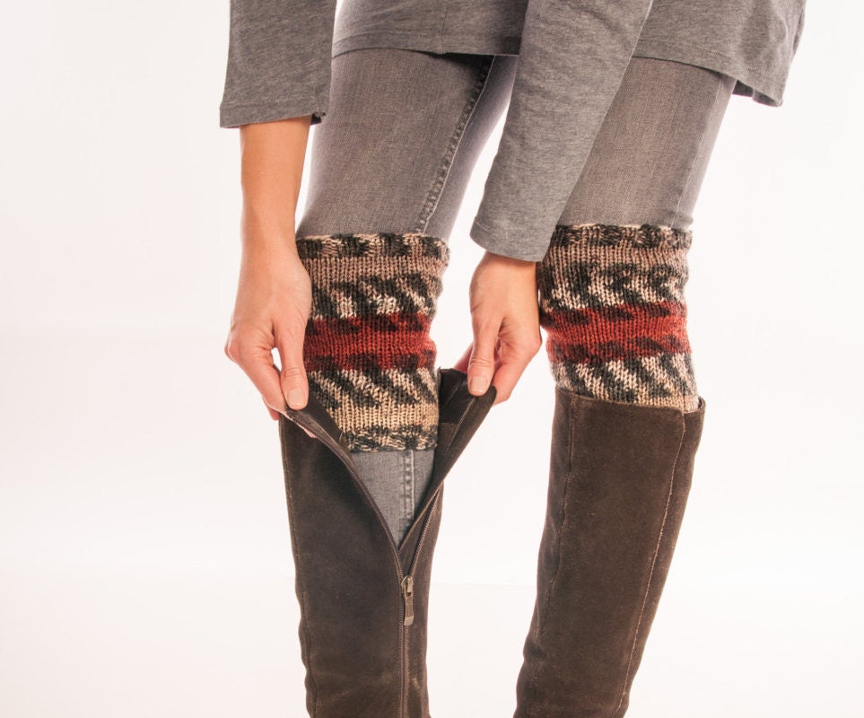 Bohemian Boot Cuffs Boho Socks Hand Knit Boot Topper Aztec - Etsy
