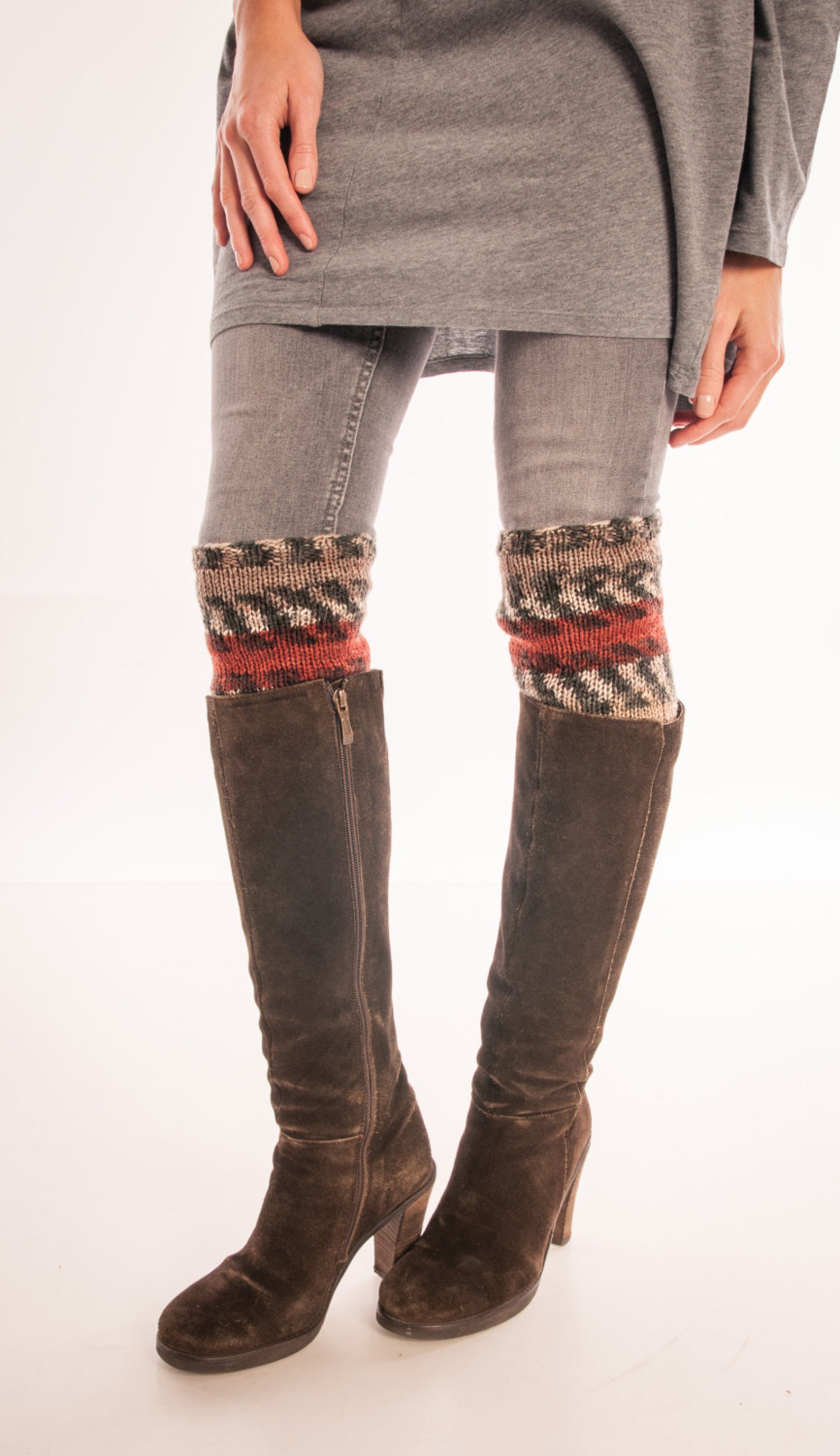 Bohemian Boot Cuffs Boho Socks Hand Knit Boot Topper Aztec - Etsy