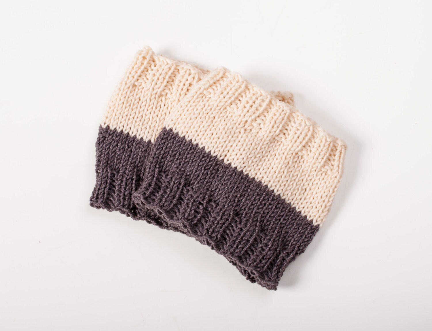 Knit Boot Cuffs Reversible Boot Toppers 2 Color Hand Knit Boot - Etsy