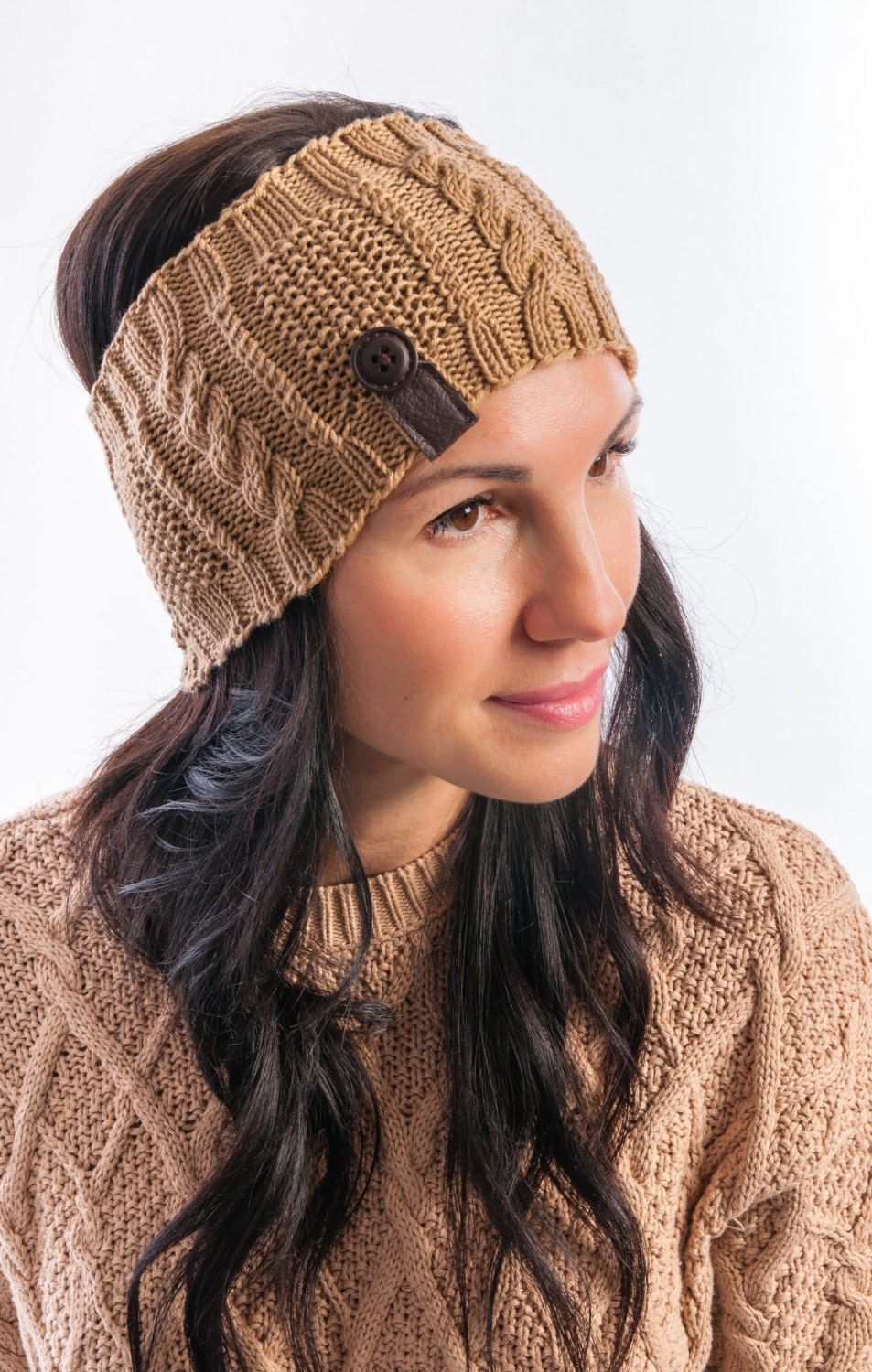 Cable Knit Headband Hand Knitted Head Wrap Merino Wool Knit | Etsy